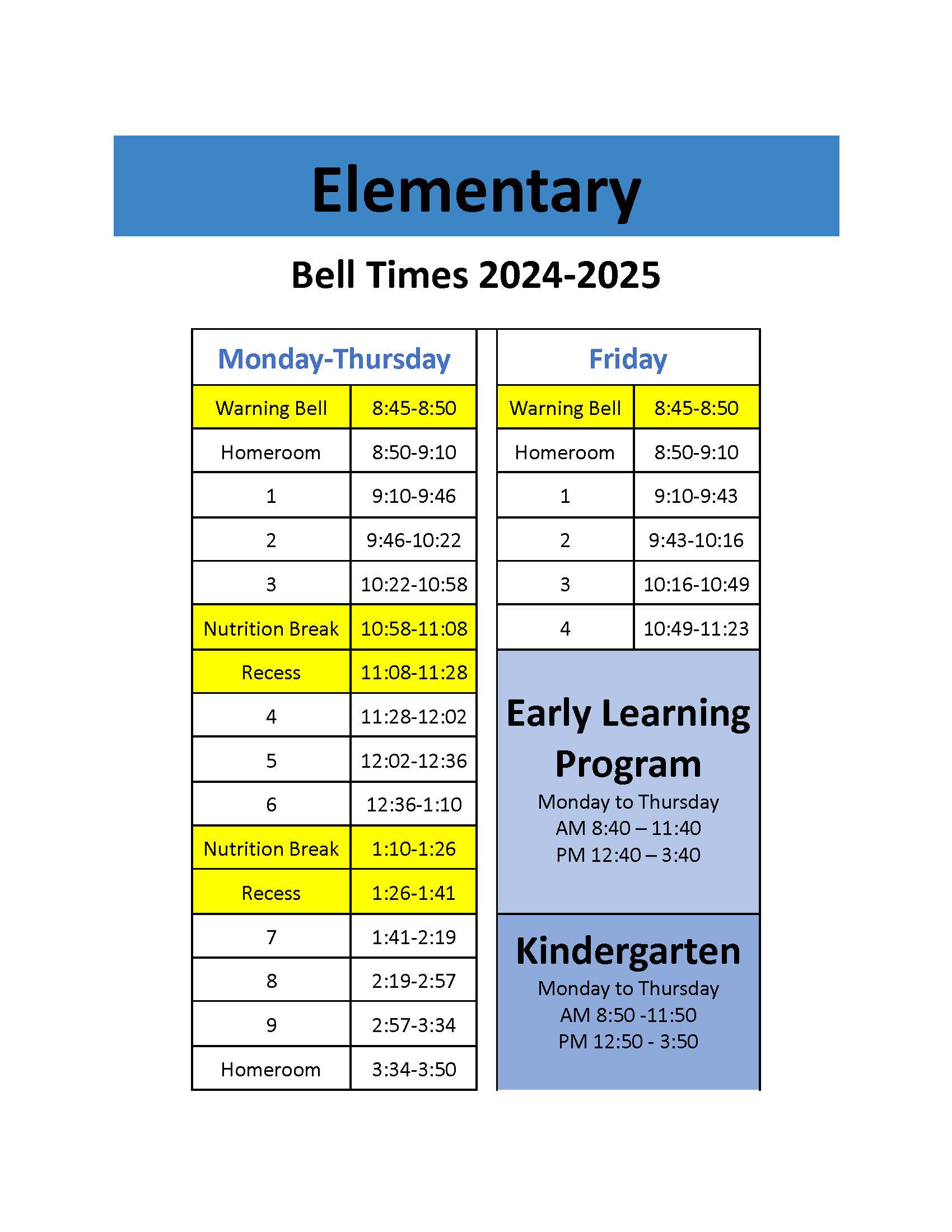 Bell Times